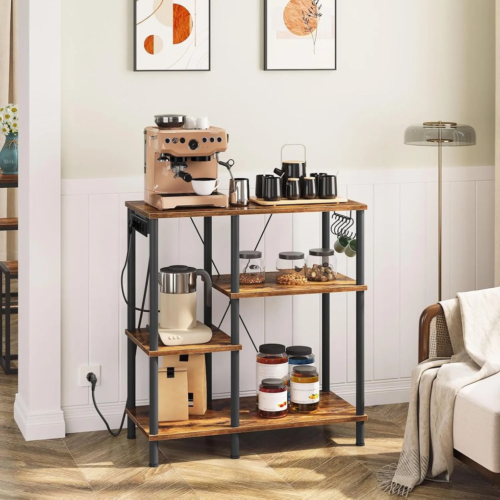 Kuchyňský regál Vasagle Vitas 80 cm se zásuvkami hnědý/černý
