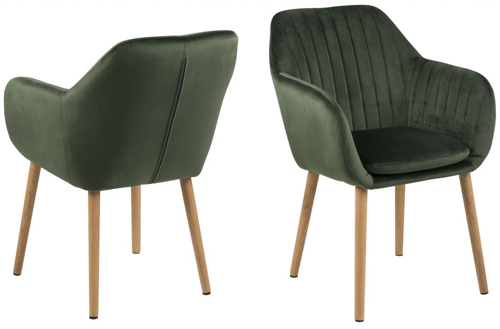 Bighome - Jídelní židle s područkami EMILIA, tmavě zelená