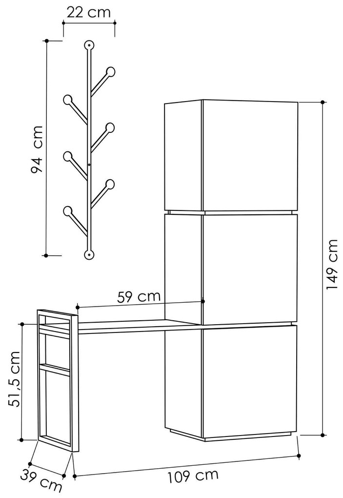 Předsíňová sestava METIS dub/antracit