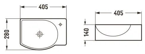 Mexen Mista, umyvadlo na desku, pravé, 40 x 28 cm, bílá, 22174000L