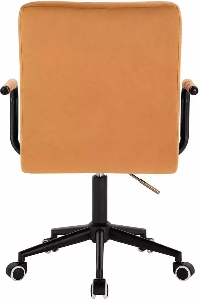 LuxuryForm DESIGN Otočná židle VERONA BLACK VELUR na černé podstavě s kolečky - medová
