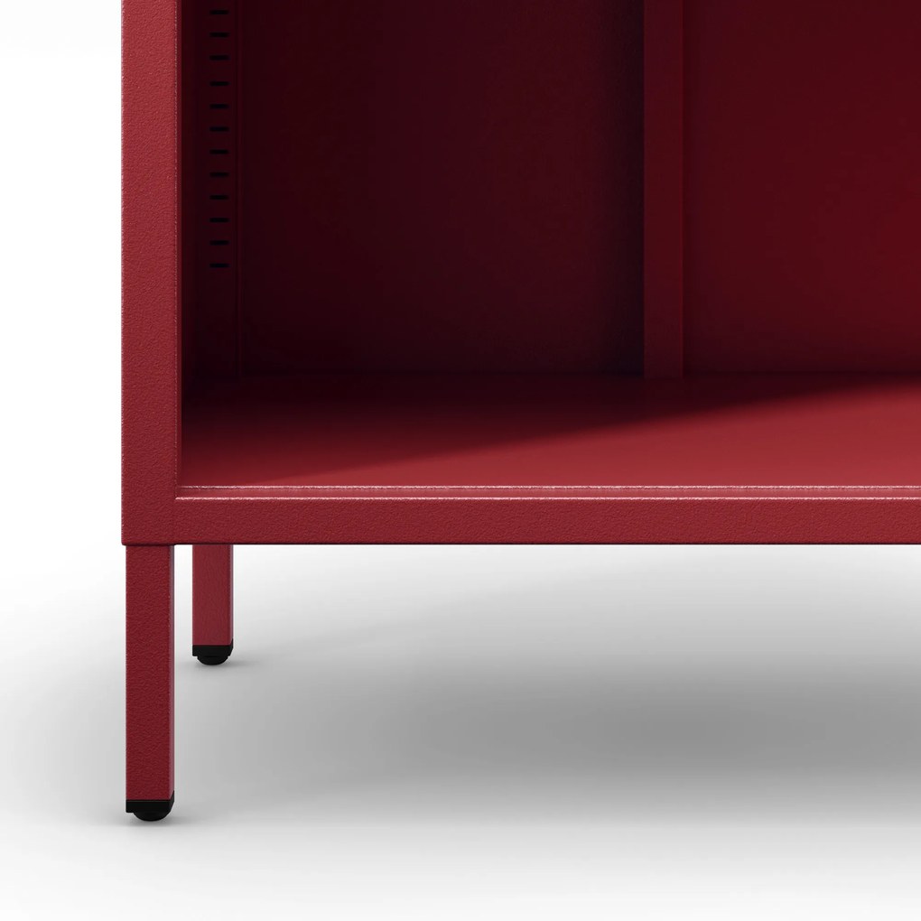 Regál plytký otevřený na knihy na nožičkách červený, 500x1800x350 mm: MARIO Modern