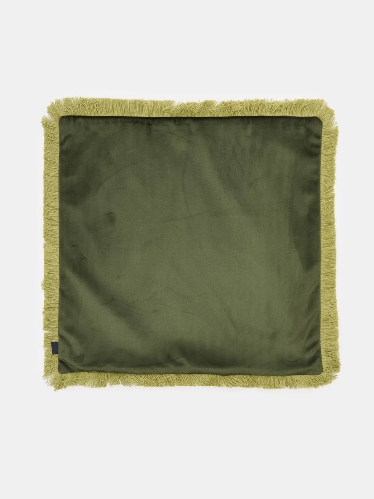 Sinsay - Decorative pillowcase with fringes in tropical pattern - zelená