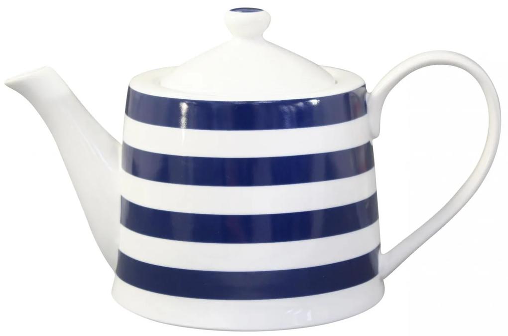 Krasilnikoff Čajová konvice Blue Stripes, modrá barva, bílá barva, porcelán  | BIANO