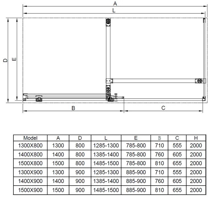 BPS-koupelny Obdélníkový sprchový kout HYD-ATA-1K 130x80 chrom/transparent - bez vaničky