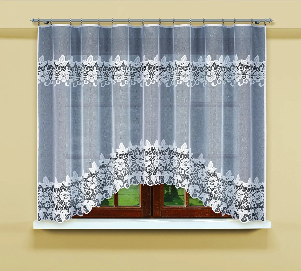 Oblouková hotová záclona Elizabeth 160x300 cm, bílá