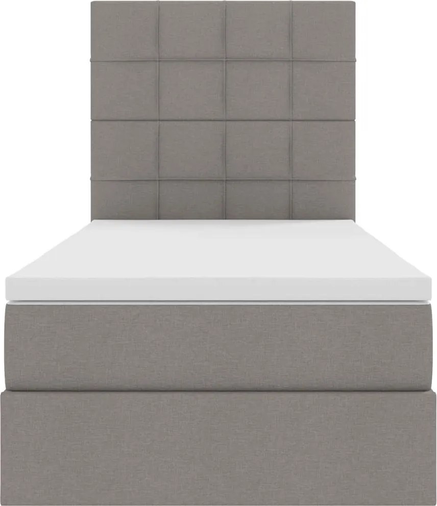 Postel s úložným prostorem a matrací Taupe 90 x 190 cm textil 3371751