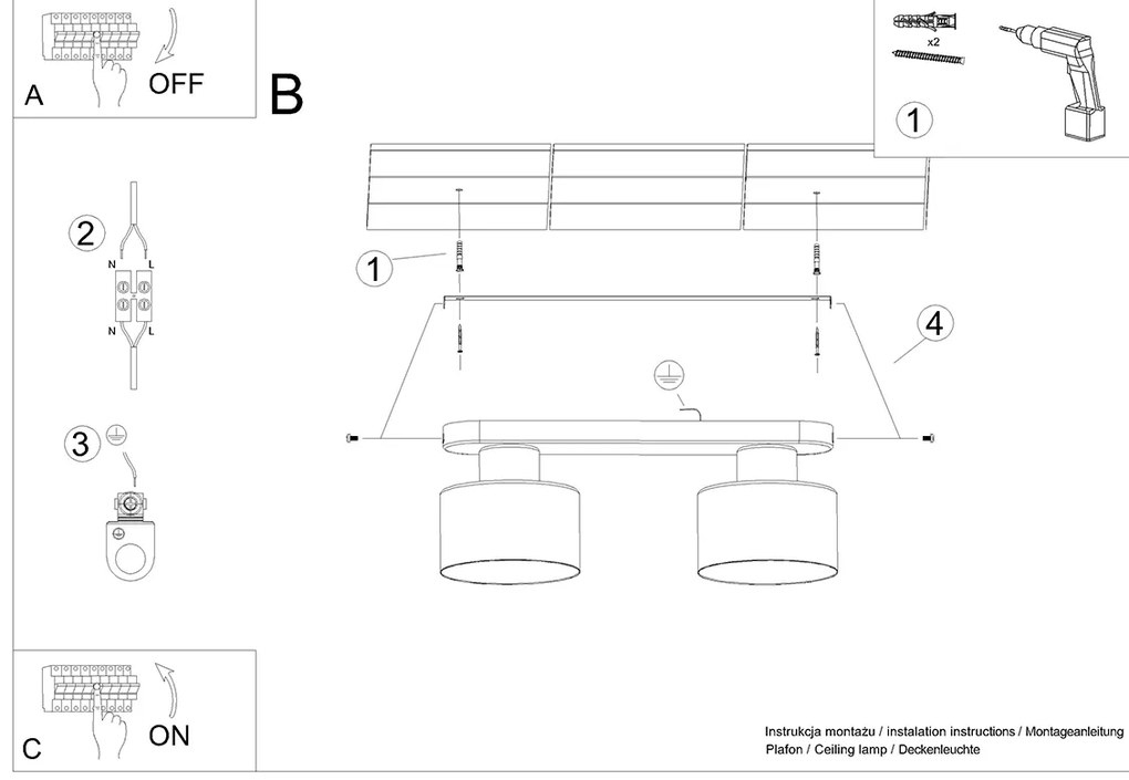Sollux Lighting Stropní svítidlo SAVAR 2 Černá