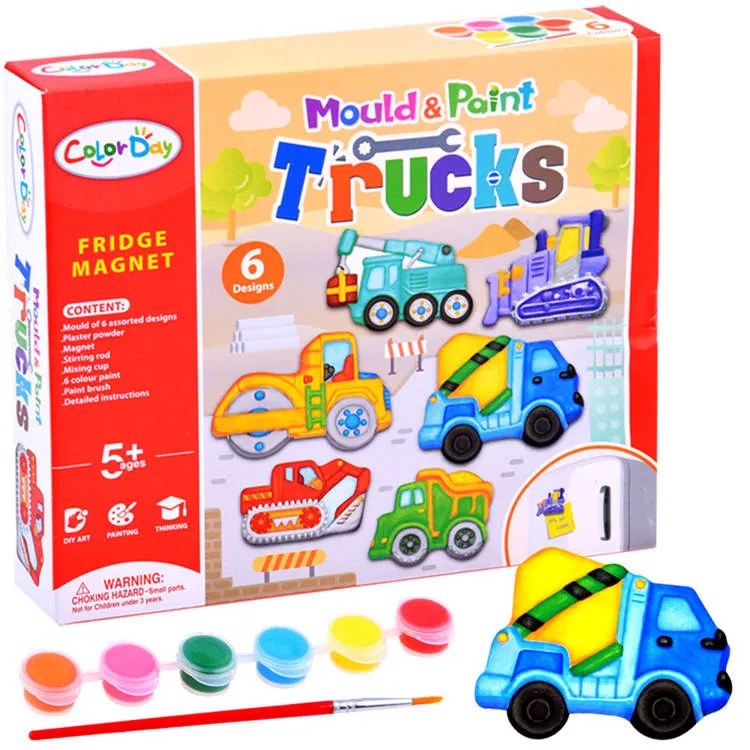 Color day Kreativní sada Vyrob si sám – magnetky stavební stroje DIY
