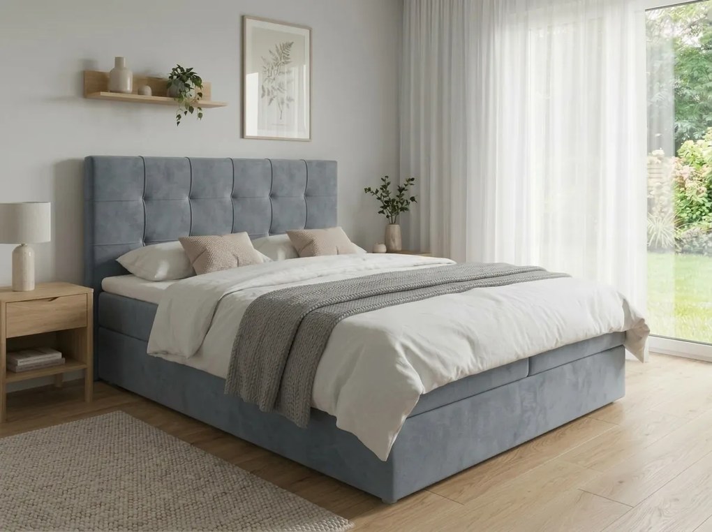 Čalouněná postel boxspring DIRELIS TRINITY 140x200 cm šedá Matrace: Matrace Bonell pružinová