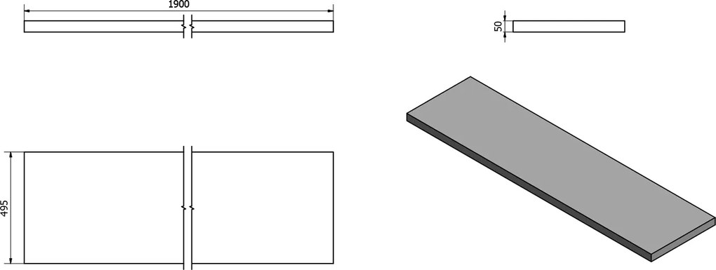 Sapho Avice deska 190 x 50 cm cement AV197