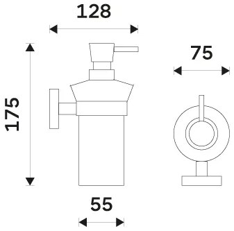 Nástěnný dávkovač tekutého mýdla keramický, držák nerez, i bez vrtání NIMCO UNIX nerez UNM 13031KU-T-10