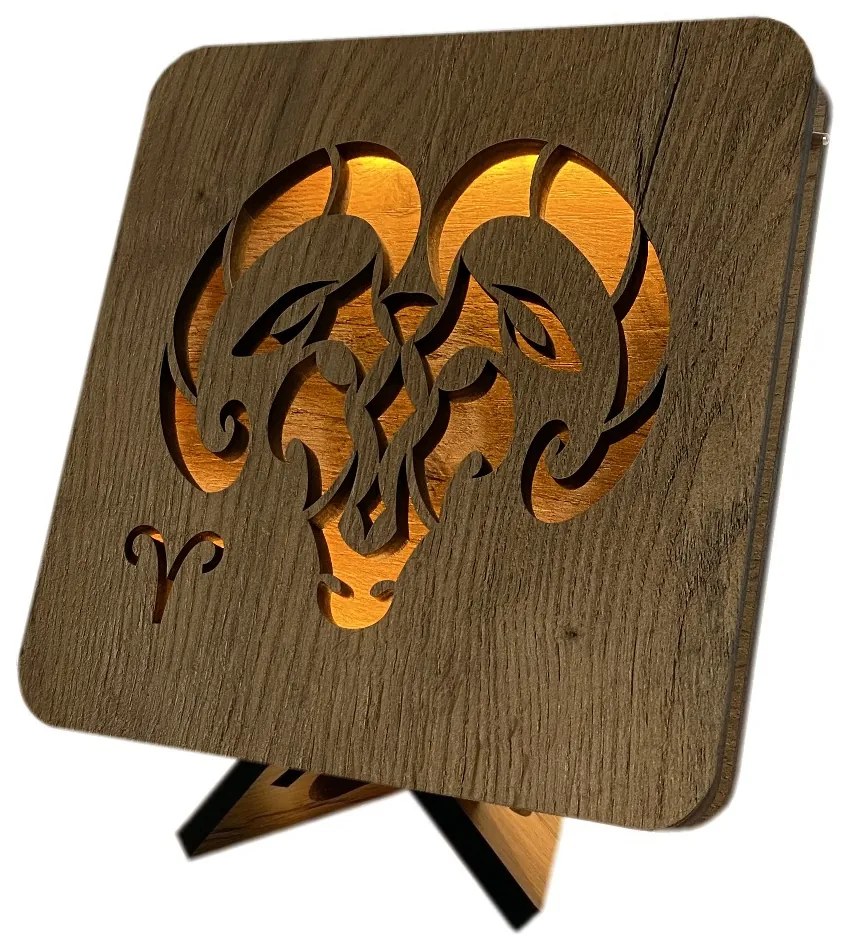 Li-Go Znamení "Beran" lampa 19x19cm provedení povrchu: ořech