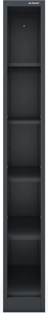 Úzký kovový regál, archivační na dokumenty antracitový: TIM 250 x 1850 x 600 mm