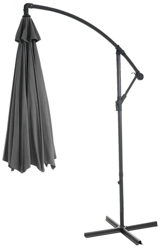 Slunečník Acerra Ø 3m bez zátěže - polyester/ocel - šedá