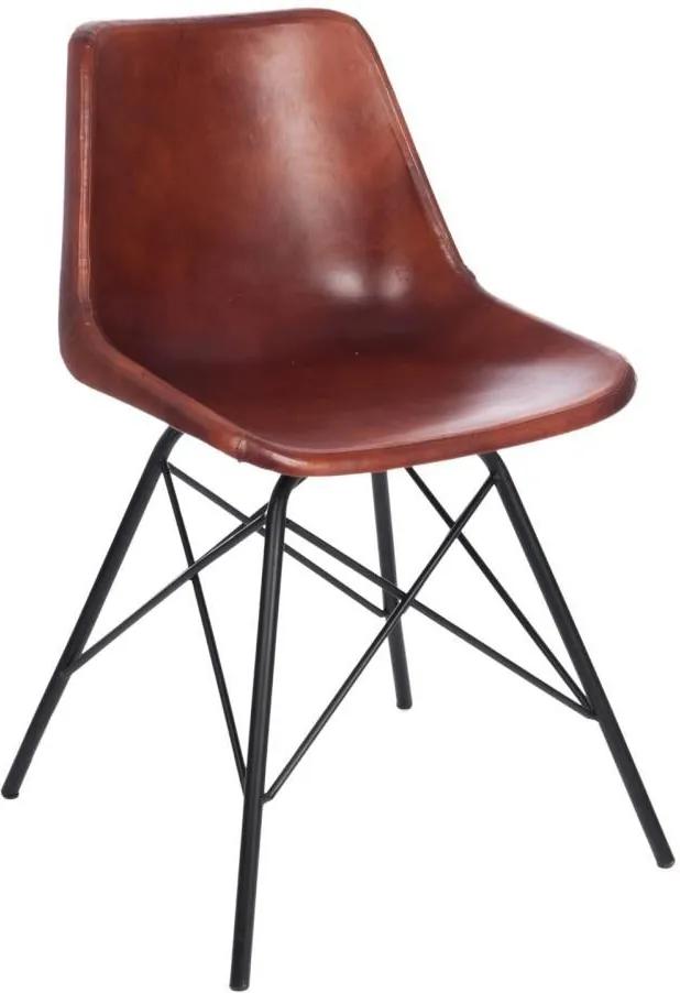Kožená židle CROSS s kovovou konstrukcí - 51*51*79cm | BIANO