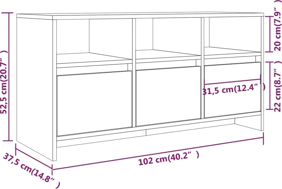 vidaXL TV skříňka 102 x 37,5 x 52,5 cm kompozitní dřevo [809801] Barva: kouřový dub