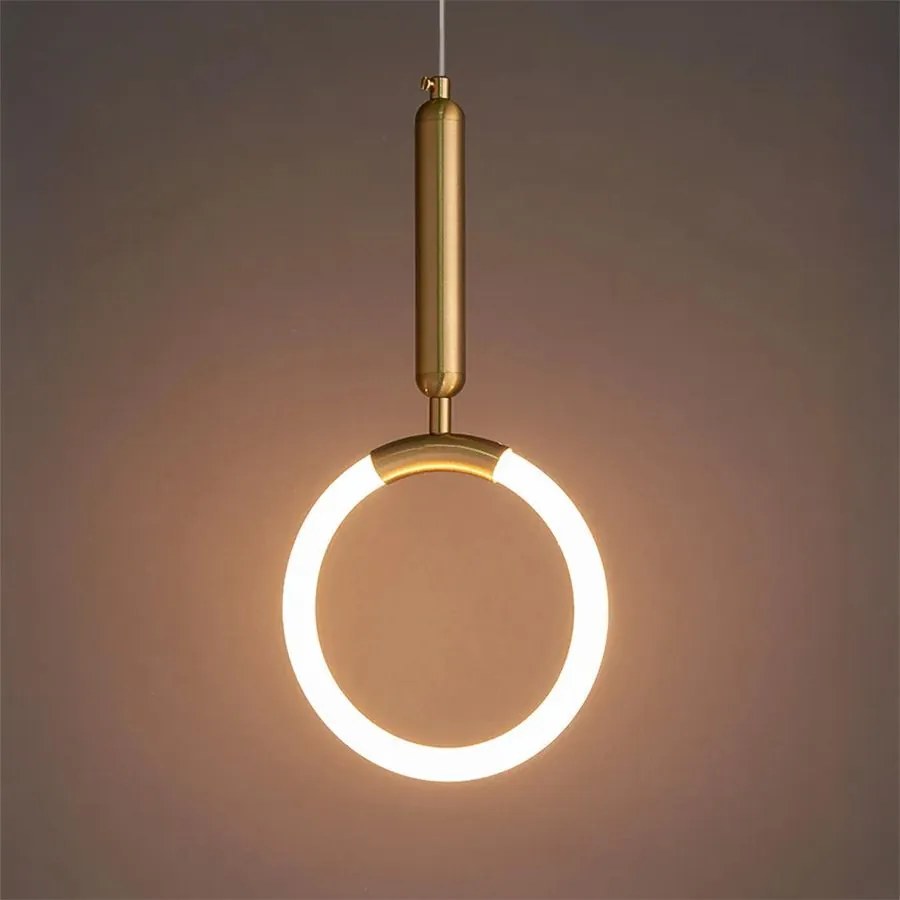 Toolight Toolight, LED závěsné svítidlo 20x40cm, 12W, 3000K, LHJ058-CP1, zlatá matná, OSW-50028