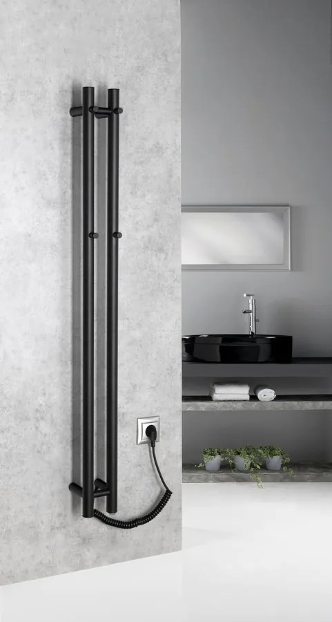Sapho Sapho, PAPINADO elektrický sušák ručníků, 109x1200mm, 40W, černá mat, ER340