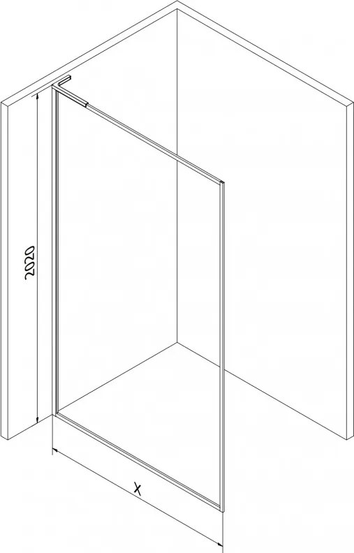 Mexen Kioto-F L, sprchová zástěna s rámem 70 x 202 cm, 8 mm čiré sklo, černý profil, 800-070-174-70-00