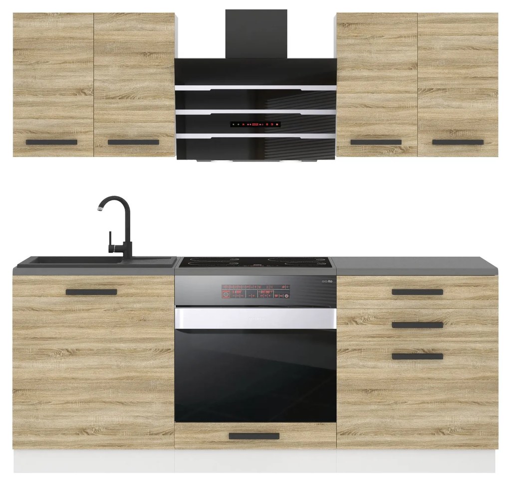 Kuchyňská linka Belini  Premium Full Version 180 cm dub sonoma s pracovní deskou MARY  TOR MARY/0/WT/DS/B/B1