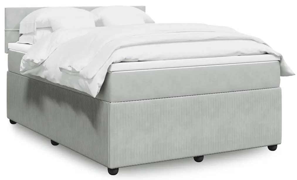 Box spring postel s matrací světle šedá 140x200 cm samet 3287758
