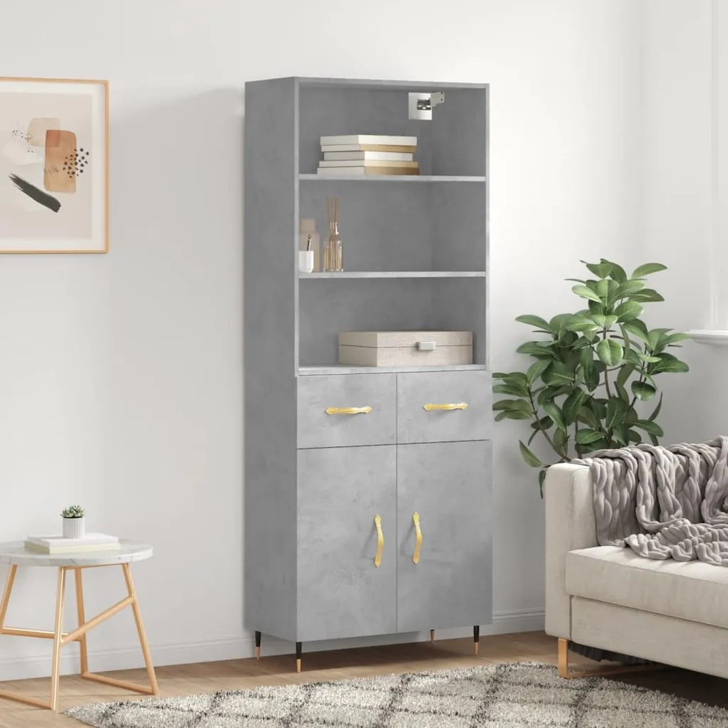 Skříň highboard betonově šedá 69,5x34x180 cm kompozitní dřevo