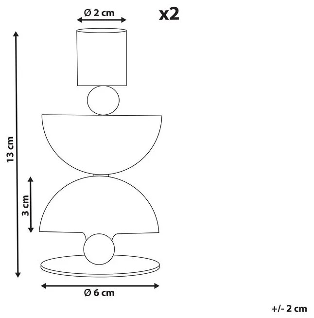Sada 2 kovových svícnů žluté DAPHNI Beliani
