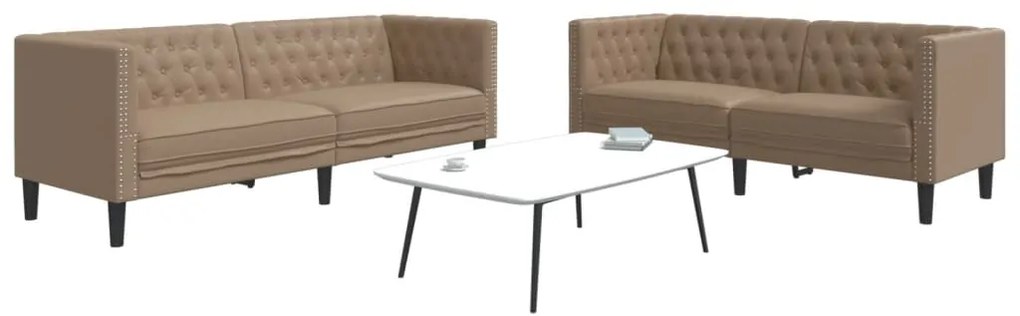 2dílná sedací souprava Chesterfield cappuccino umělá kůže 3209279