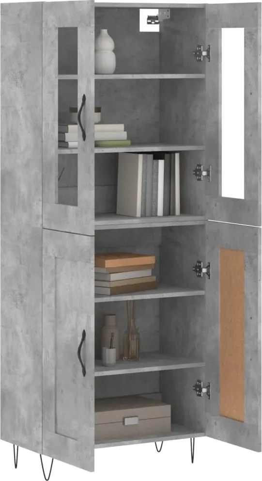 Skříň highboard betonově šedá 69,5x34x180 cm kompozitní dřevo 3198373