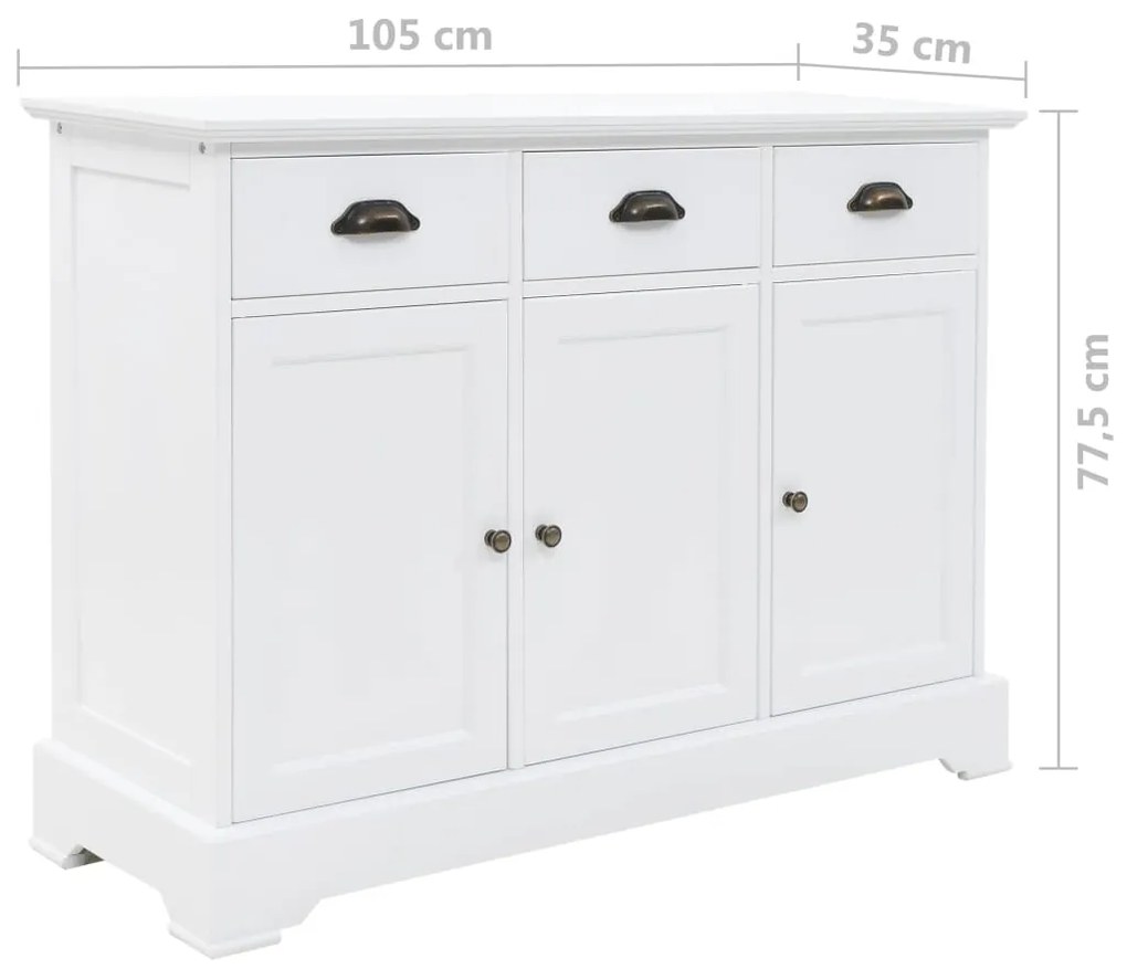 vidaXL Marketos Příborník se 3 dvířky MDF a borové dřevo 105 x 35 x 77,5 cm