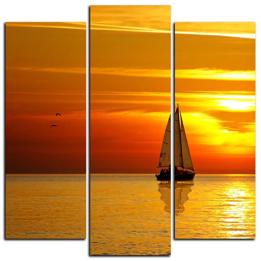 Obraz na plátně - Loď při západu slunce - čtverec 3247C (105x105 cm)