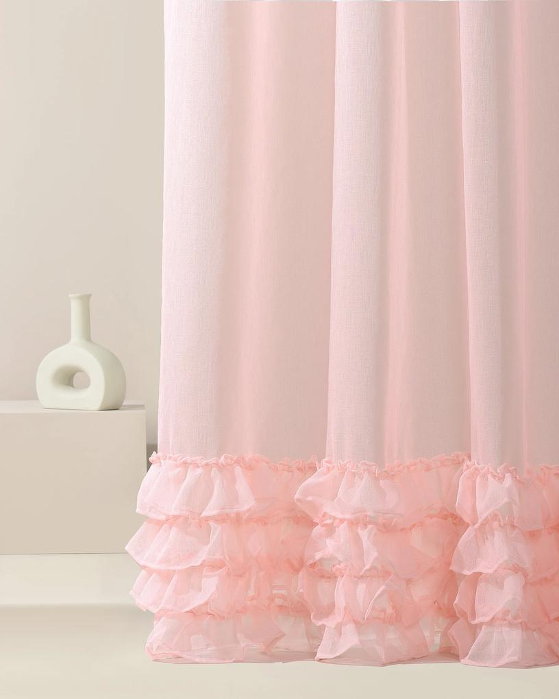 Room99 Záclona na pásce Flavia s volánmi Jednobarevná Barva: Světle růžová, Velikost: 140 x 250 cm