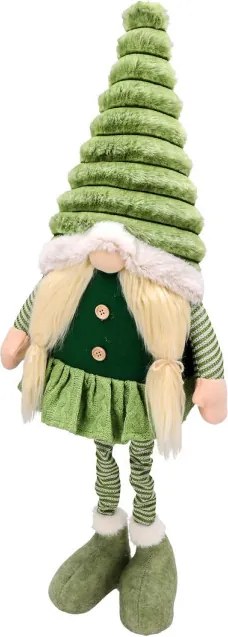 Vánoční dekorace skřítek bílá / zelená 71 cm
