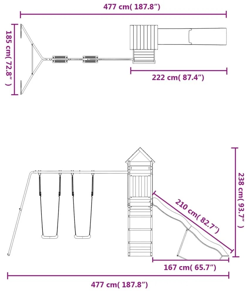 vidaXL Dětské hřiště na zahradu masivní borové dřevo