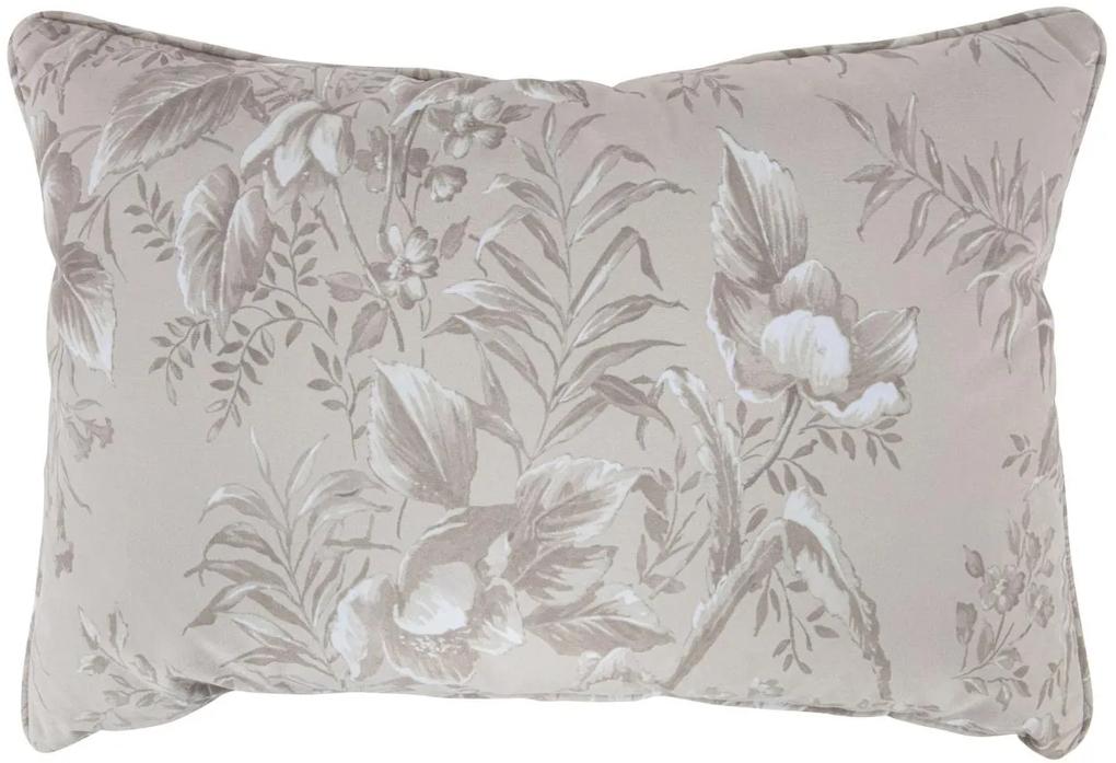 OnaDnes -20% Hoorns Světle šedý sametový polštář se vzorem květin Tergi 40 x 60 cm
