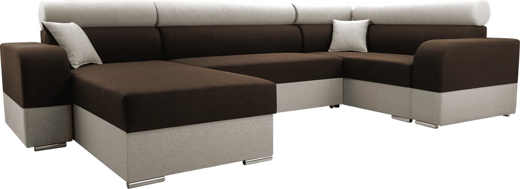 IDZ Rohová sedačka INFINITY SUPER do U, 332 cm Roh pohovky: Levý roh, Barva látky: Černá a bílá Eko kůže (Bahama 36 + Soft 17)