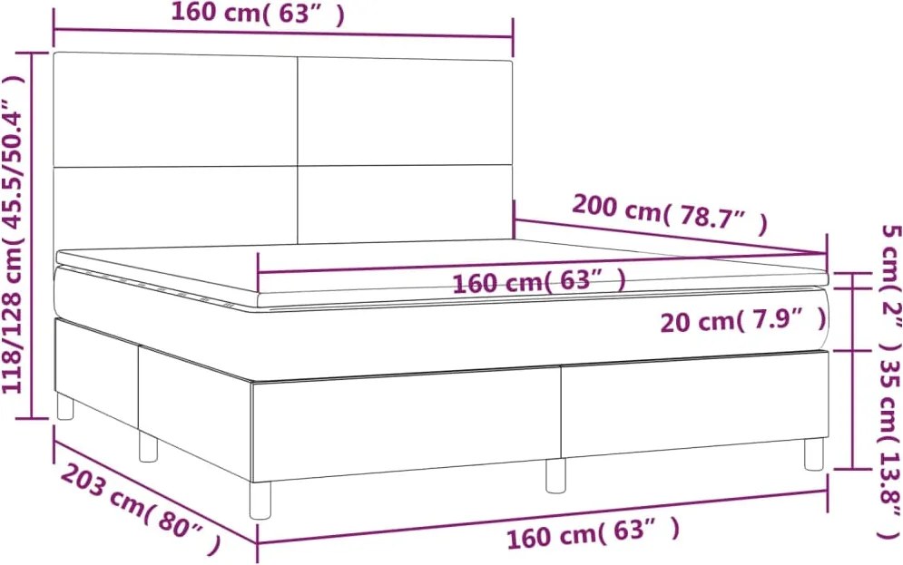 Box spring postel s matrací šedá 160x200 cm umělá kůže 3142735
