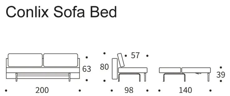 Šedá pohovka na každodenní spaní/rozkládací z textilie bouclé 200 cm Conlix - II. jakost – Innovation