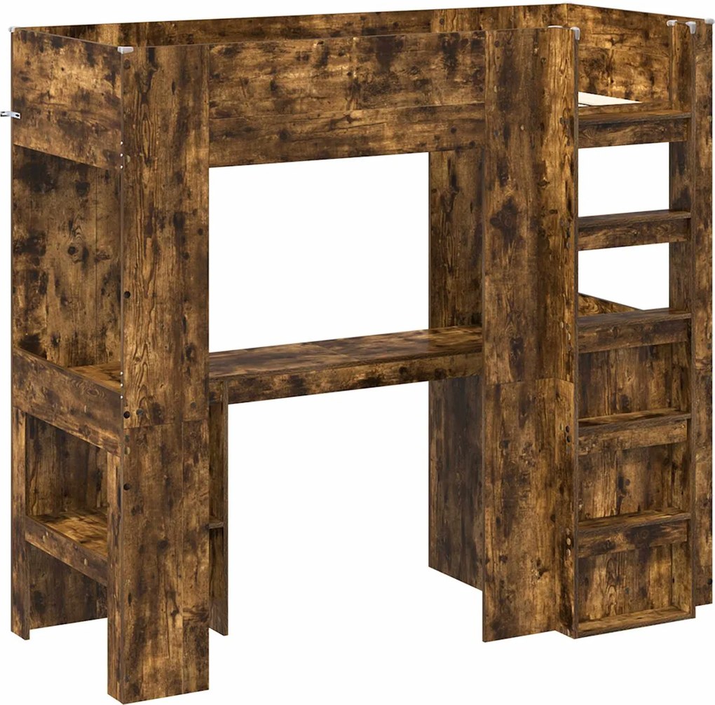 Rám patrové postele se stolem s policí Kouřový dub 75 x 190 cm 3410431