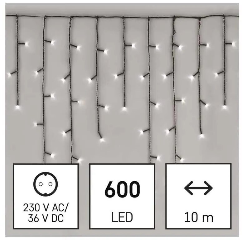 Emos LED vánoční rampouchy IP44 CW 10m 8 módů