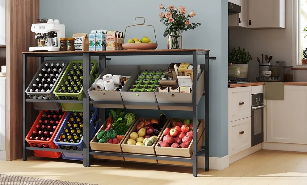 Kuchyňský regál na přepravky Jogin 105,4 cm černý/hnědý