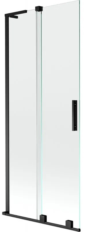 Mexen Velar L, 2-křídlová posuvná vanová zástěna 80 x 150 cm, 8mm čiré sklo, černá matná, 896-080-003-01-70
