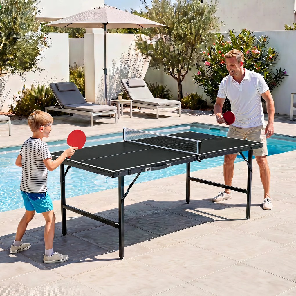 Costway Skládací stůl na stolní tenis se sítí a 2 pálkami a míčky Mini na stolní