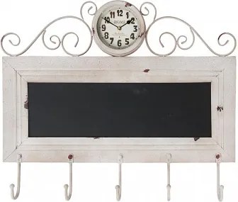 Nostalgické nástěnné hodiny a věšák s tabulkou v jednom