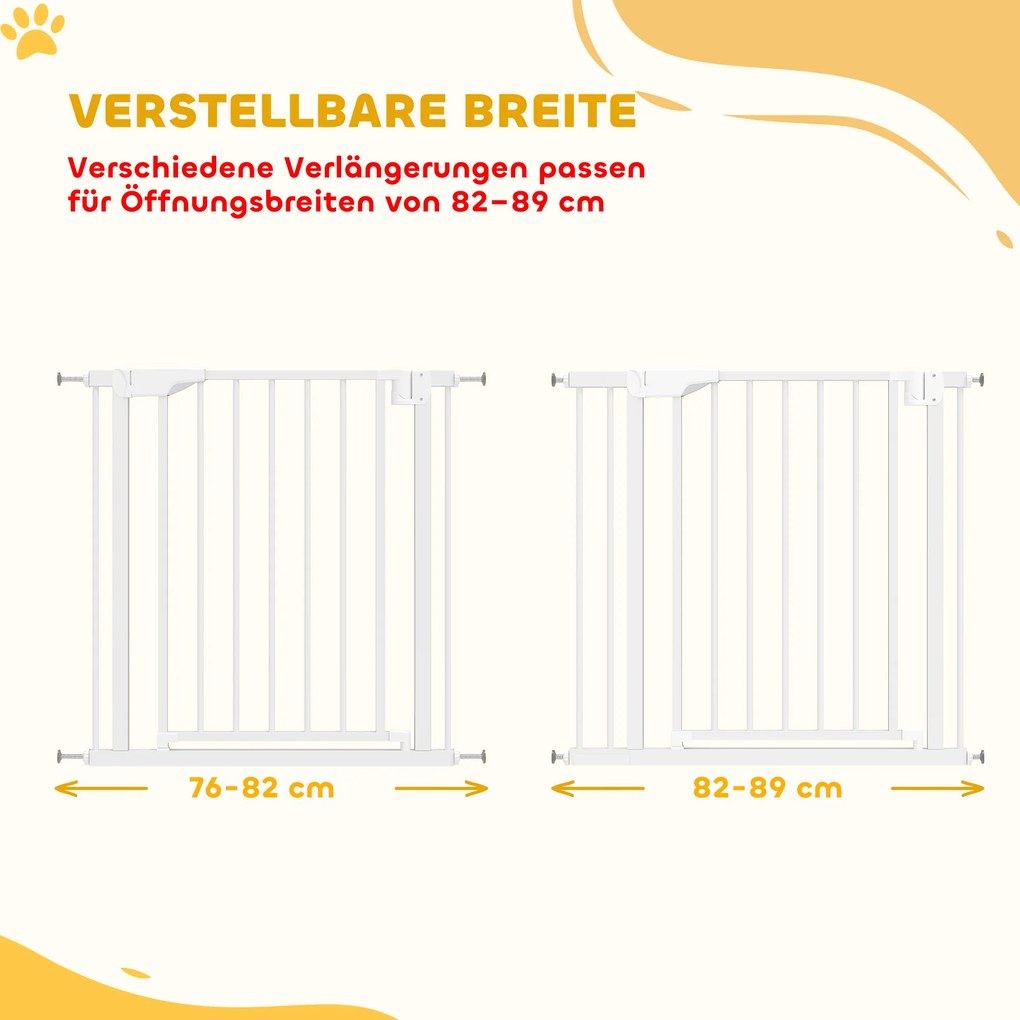 Schodišťová branka Bezpečnostní branka bez vrtání s automatickým zavíráním pro děti Kuchyňské schody 76-89 x 76 cm Bílá