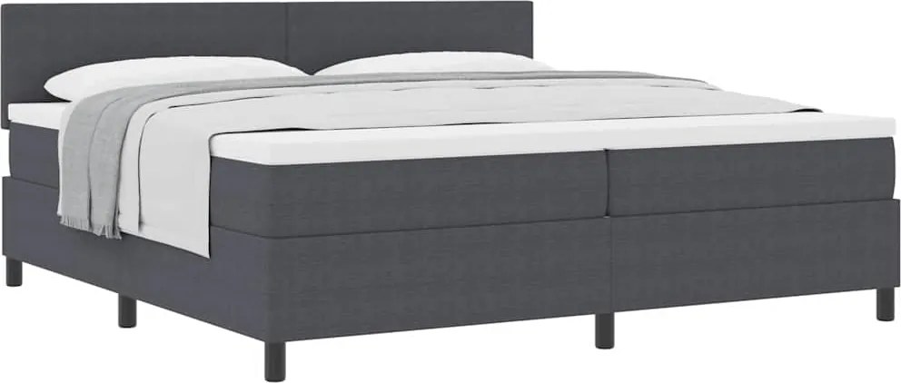 Postel s boxspringem s čelo Tmavě šedá a bílá 200 x 200 cm 3337528