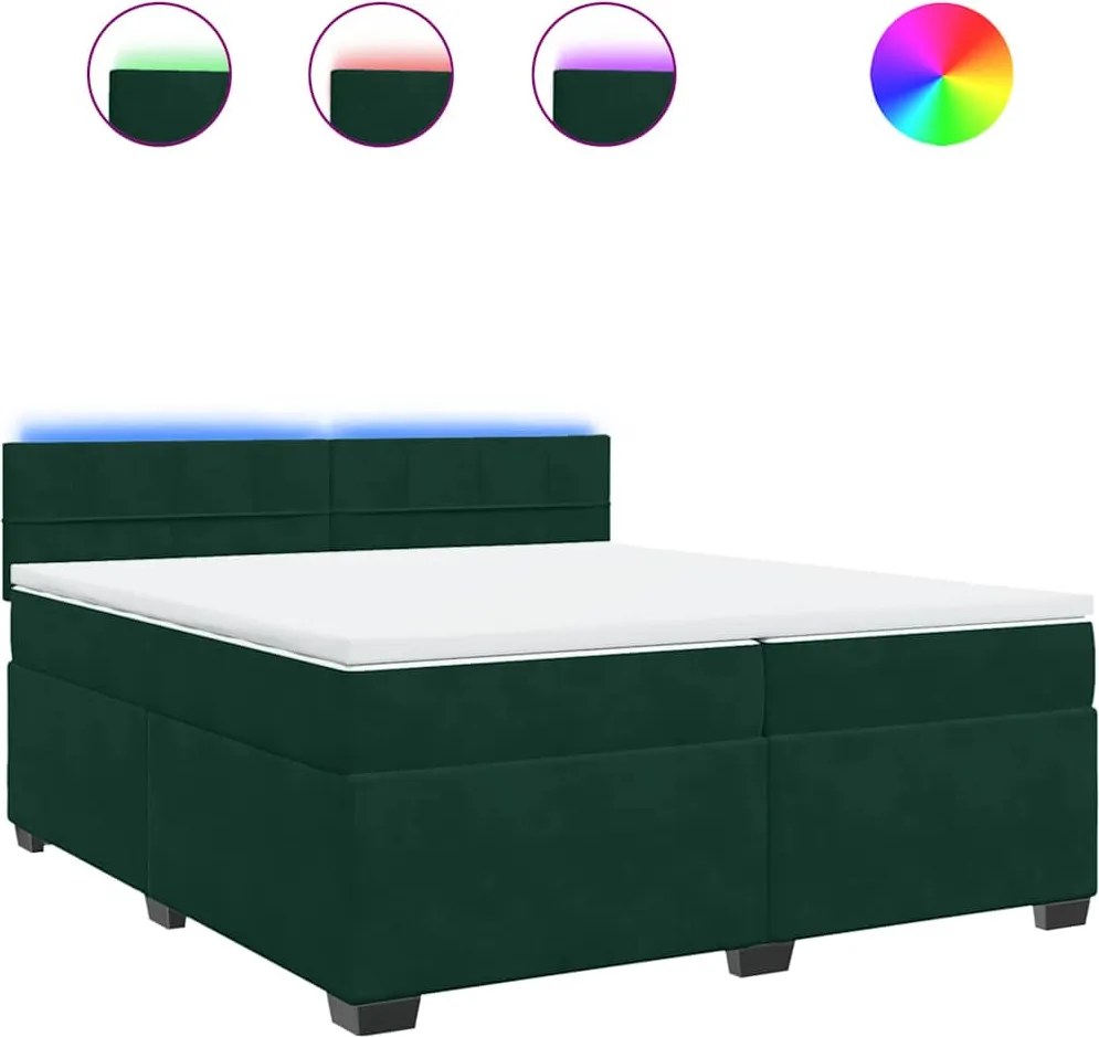 Box spring postel s matrací tmavě zelená 200x200 cm samet 3288705