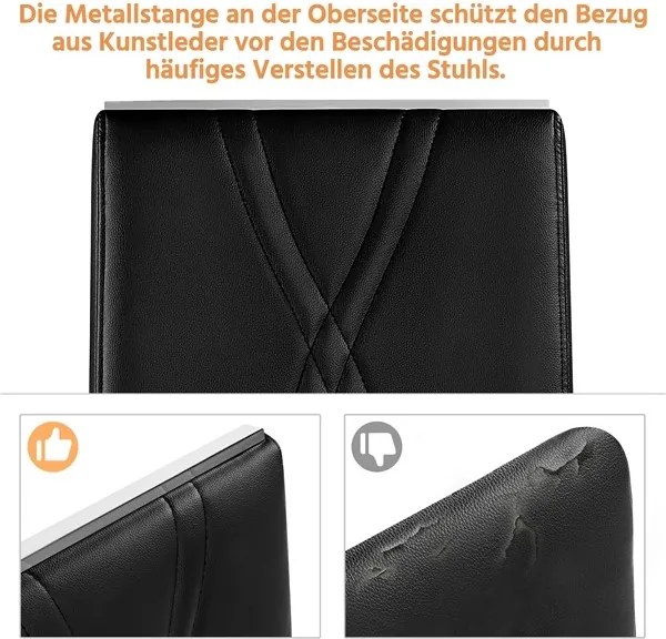 Sada 4 ks – Jídelní židle Yaheetech – černá, 40,5 cm (šířka) × 59 cm (hloubka) × 98,5 cm (výška) (267520947279)