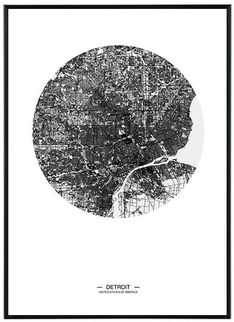Detroit map - 50x70 cm Obraz